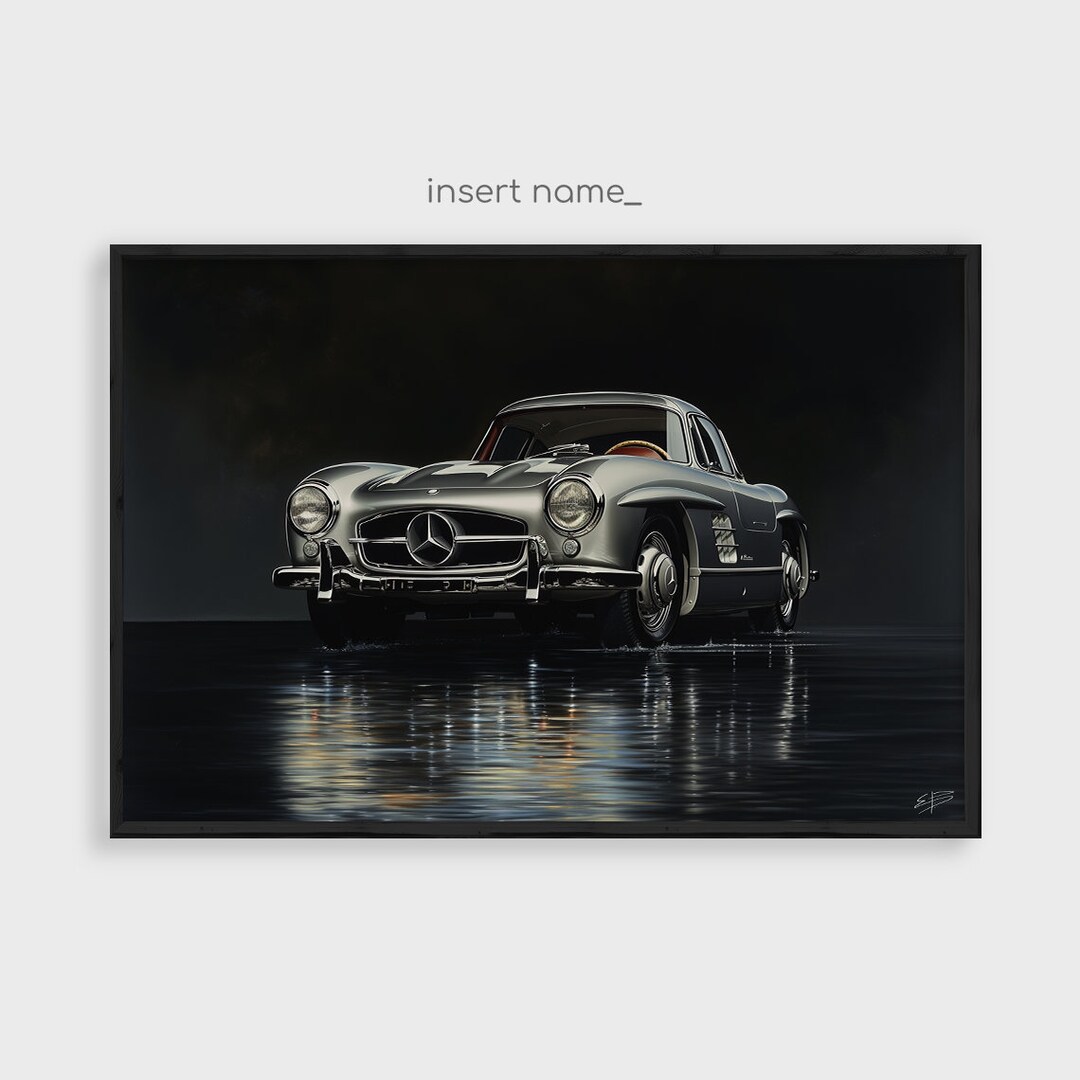 Mercedes-benz 300 SL Oil Painting, Automotive Decor, Mercedes Painting ...