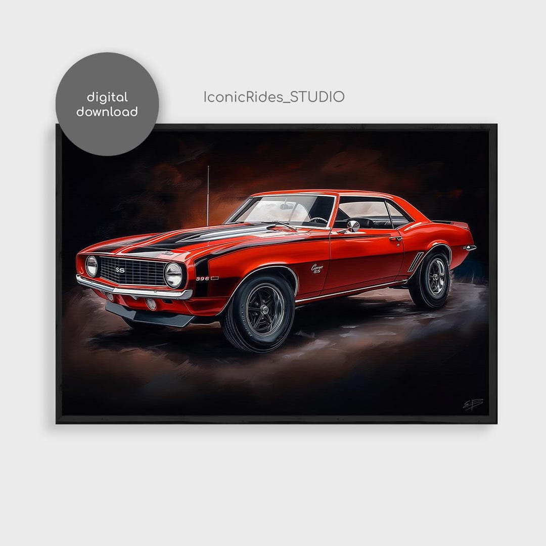 Chevrolet Camaro SS Poster – Muscle Car Painting – Classic Chevy Wall ...