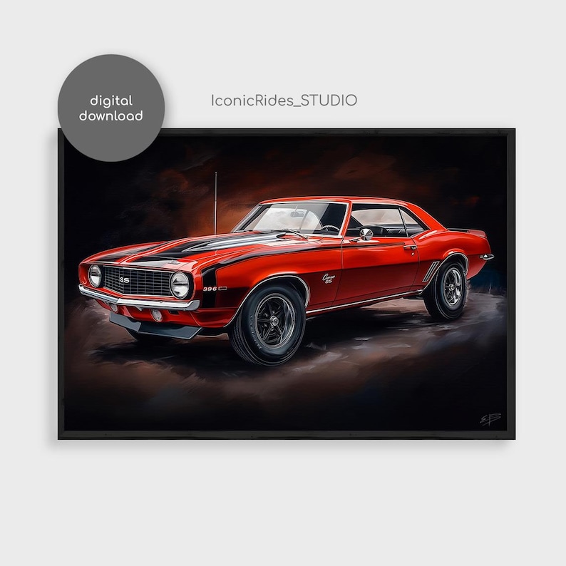 Chevrolet Camaro SS Poster – Muscle Car Painting – Classic Chevy Wall ...