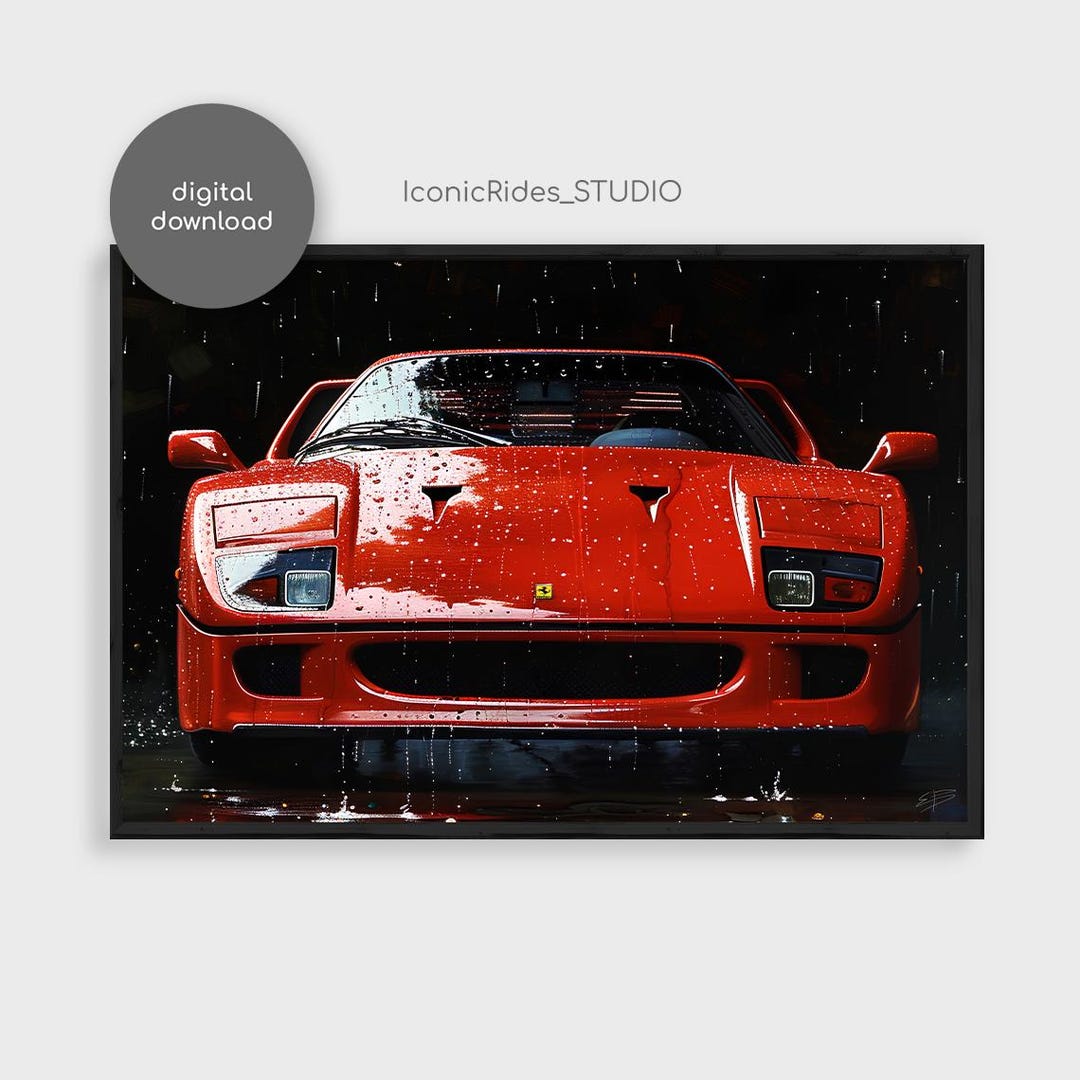 Ferrari F40 Painting, Classic Ferrari Poster, F40 Art, Automotive ...