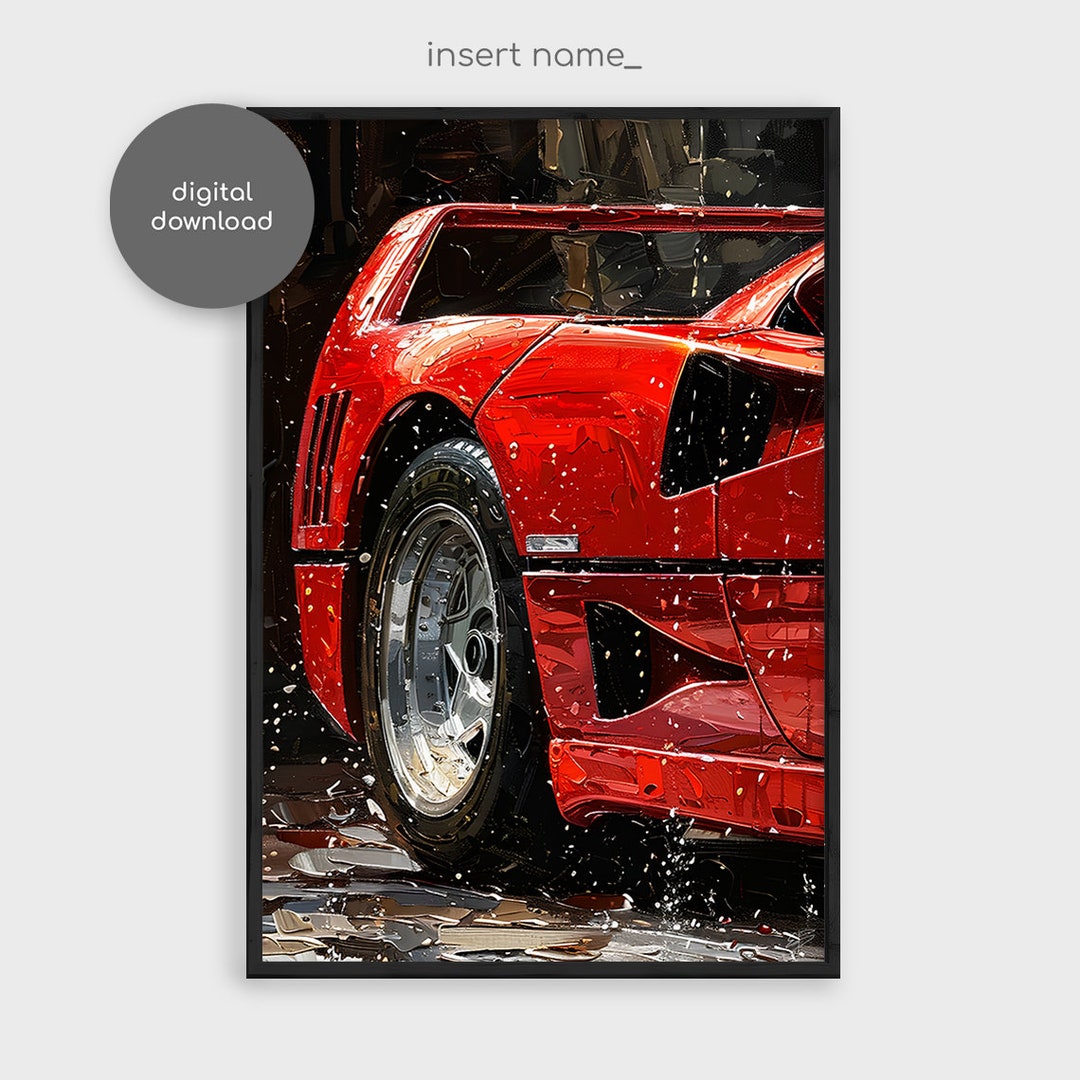 Ferrari F40 Painting, Classic Ferrari Art, Automotive Timeless Poster ...