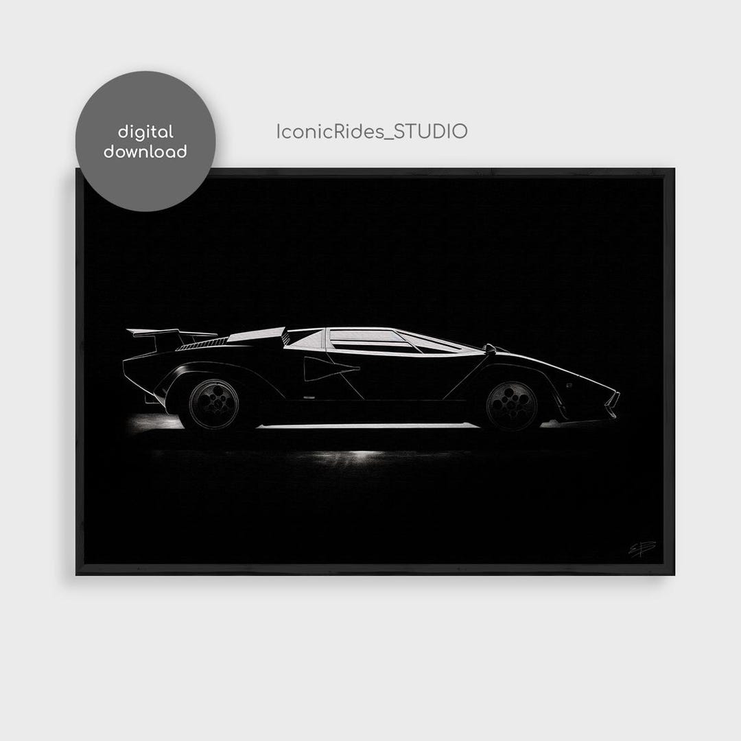 Lamborghini Countach Silhouette Painting, Automotive Poster ...