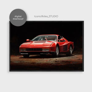 Ferrari Testarossa Oil Painting: Classic Car Poster (digital Download ...