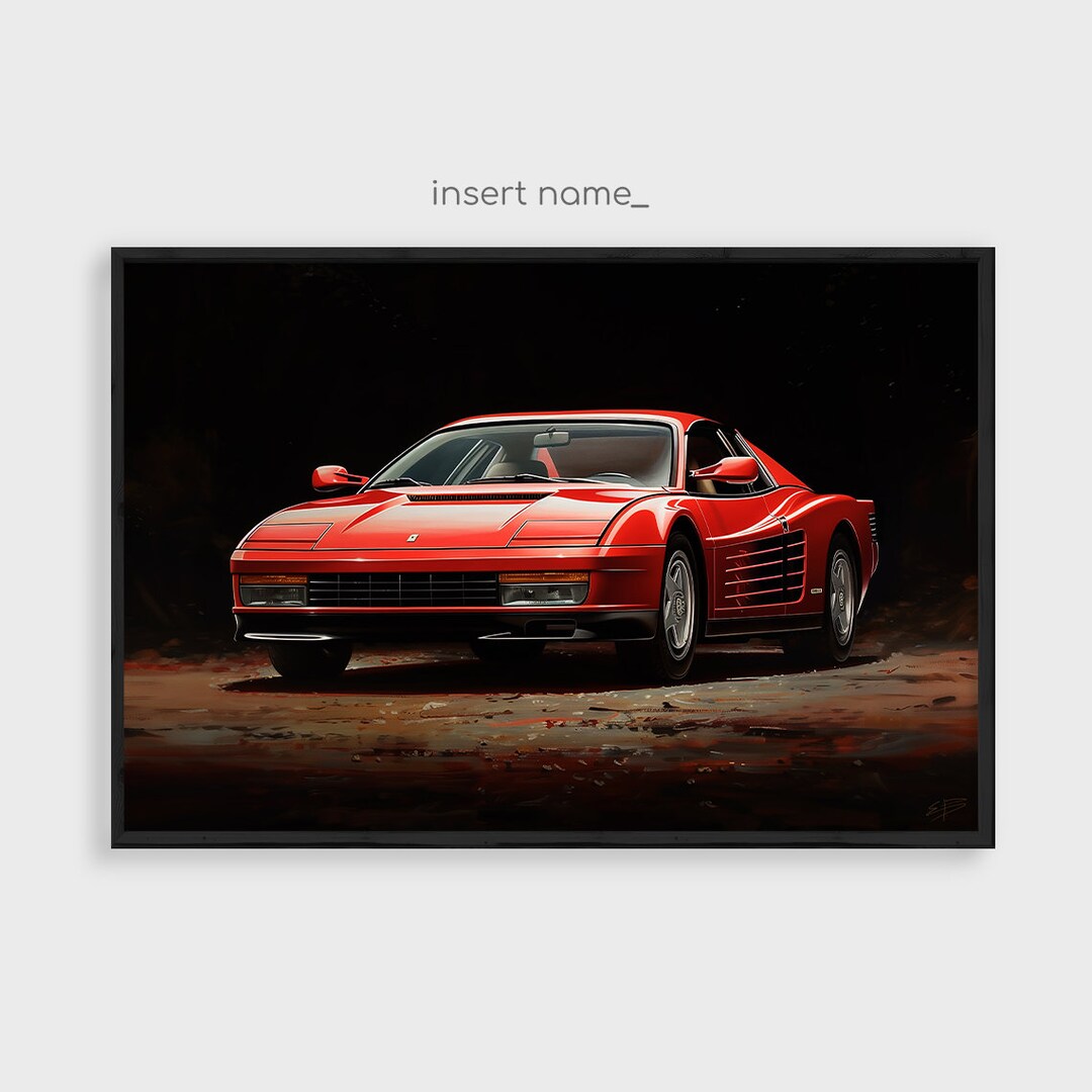 Ferrari Testarossa Oil Painting, Classic Ferrari Wall Art, Automotive ...