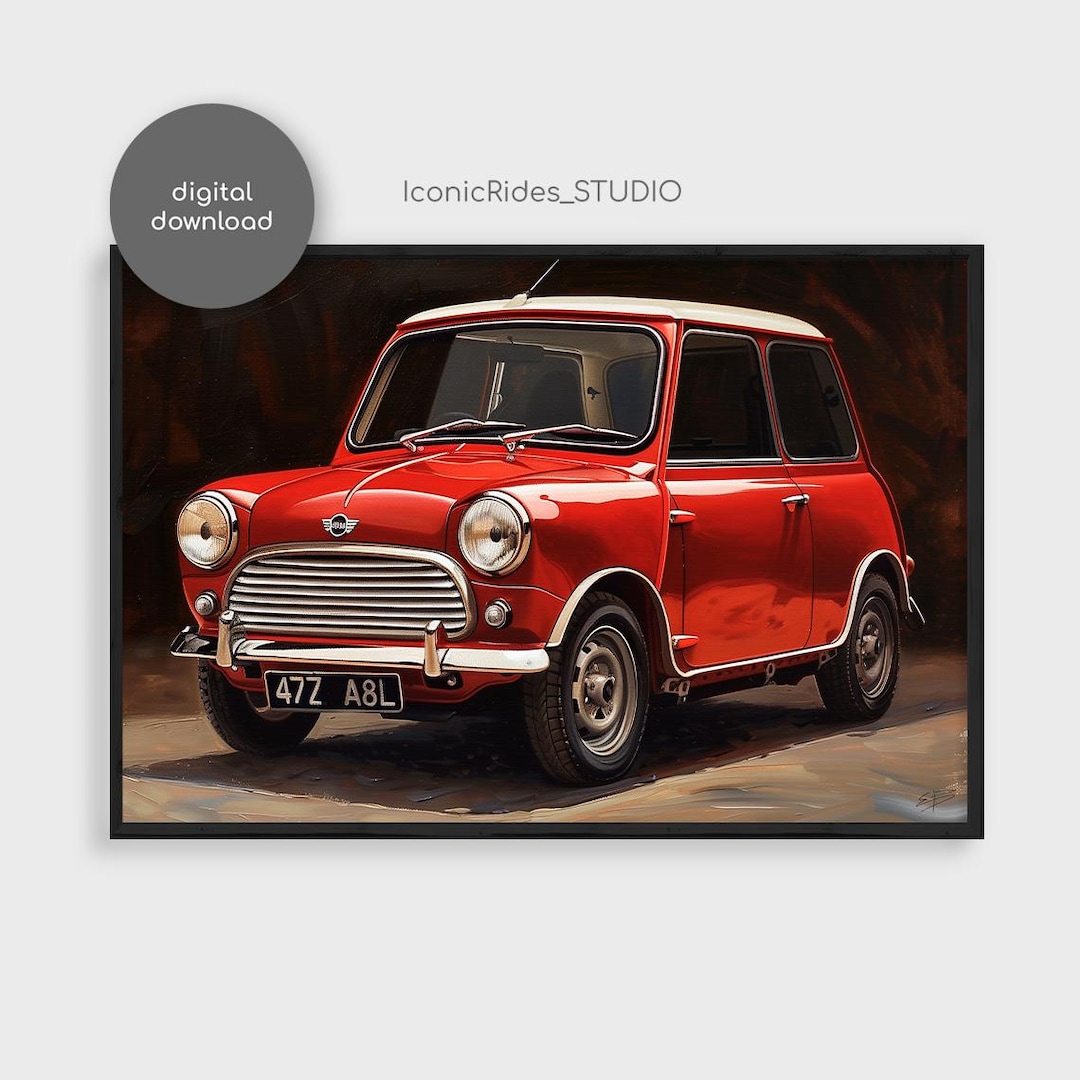 Mini Cooper Painting, Automotive Timeless Poster, Classic Mini 1968 ...