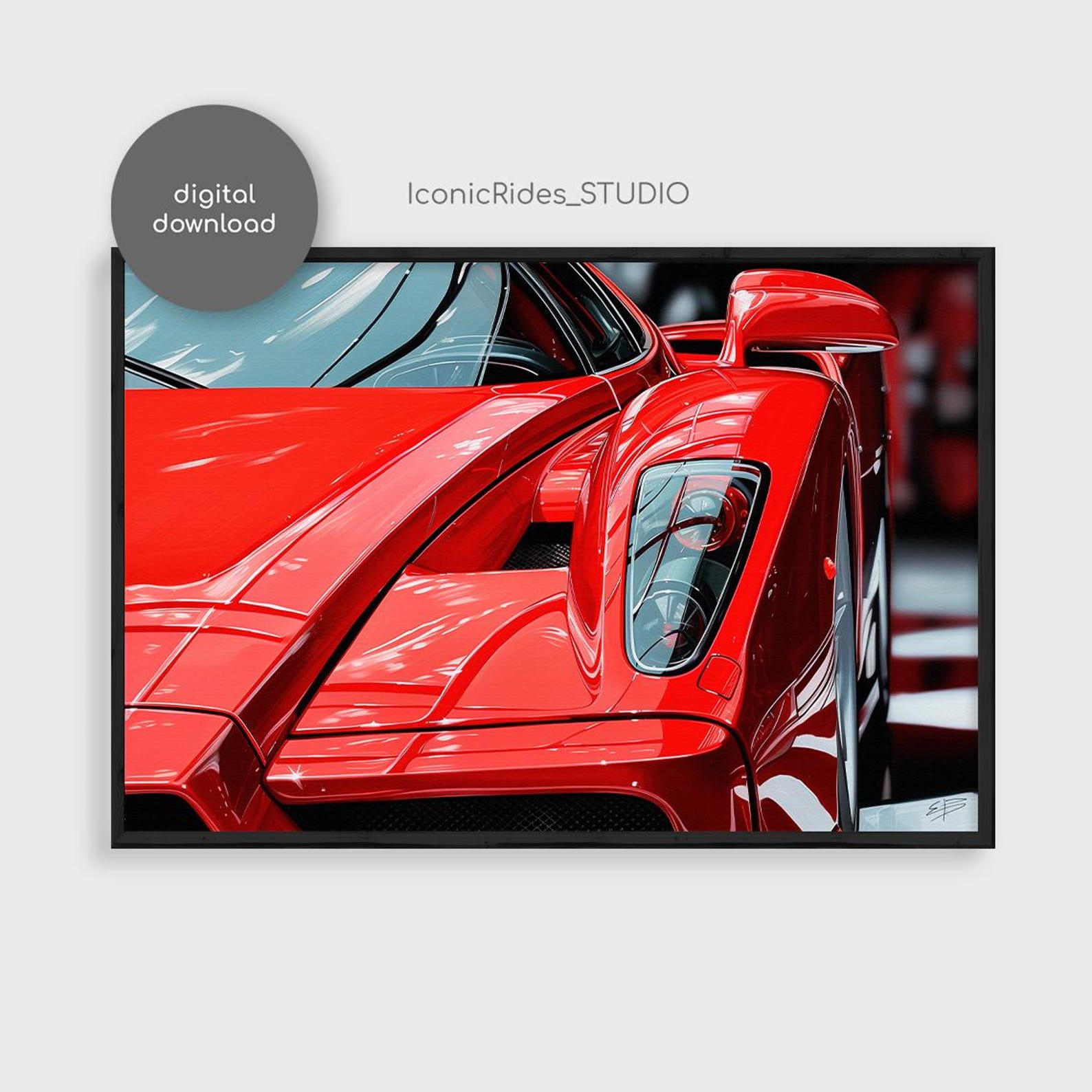 Enzo Ferrari Painting, Supercar Wall Art, Automotive Poster, Ferrari ...