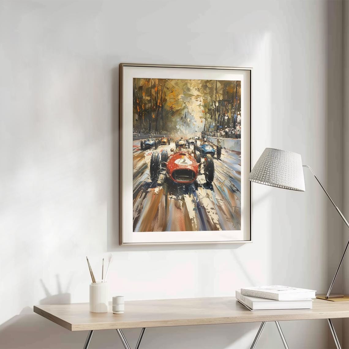 Vintage F1 Silverstone Oil Painting: Motorsport Art Print (digital ...