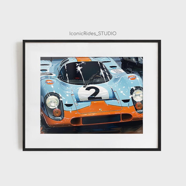 PORSCHE 917K Gulf Painting, Timeless Automotive Vintage Poster, Classic ...