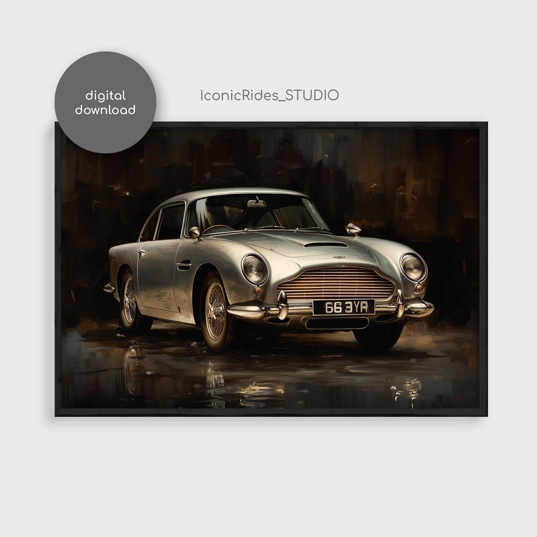 Aston Martin DB5 Oil Painting Style Print: James Bond Car Art (digital ...