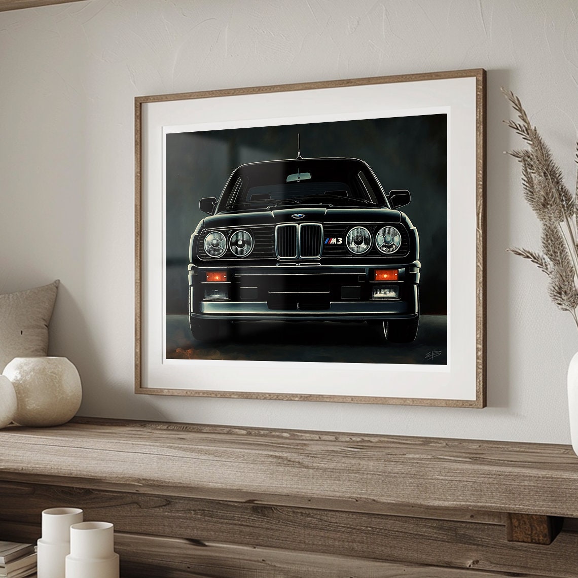 BMW M3 E30 Poster - Oil Painting Style Classic Car Art - Black BMW Wall ...