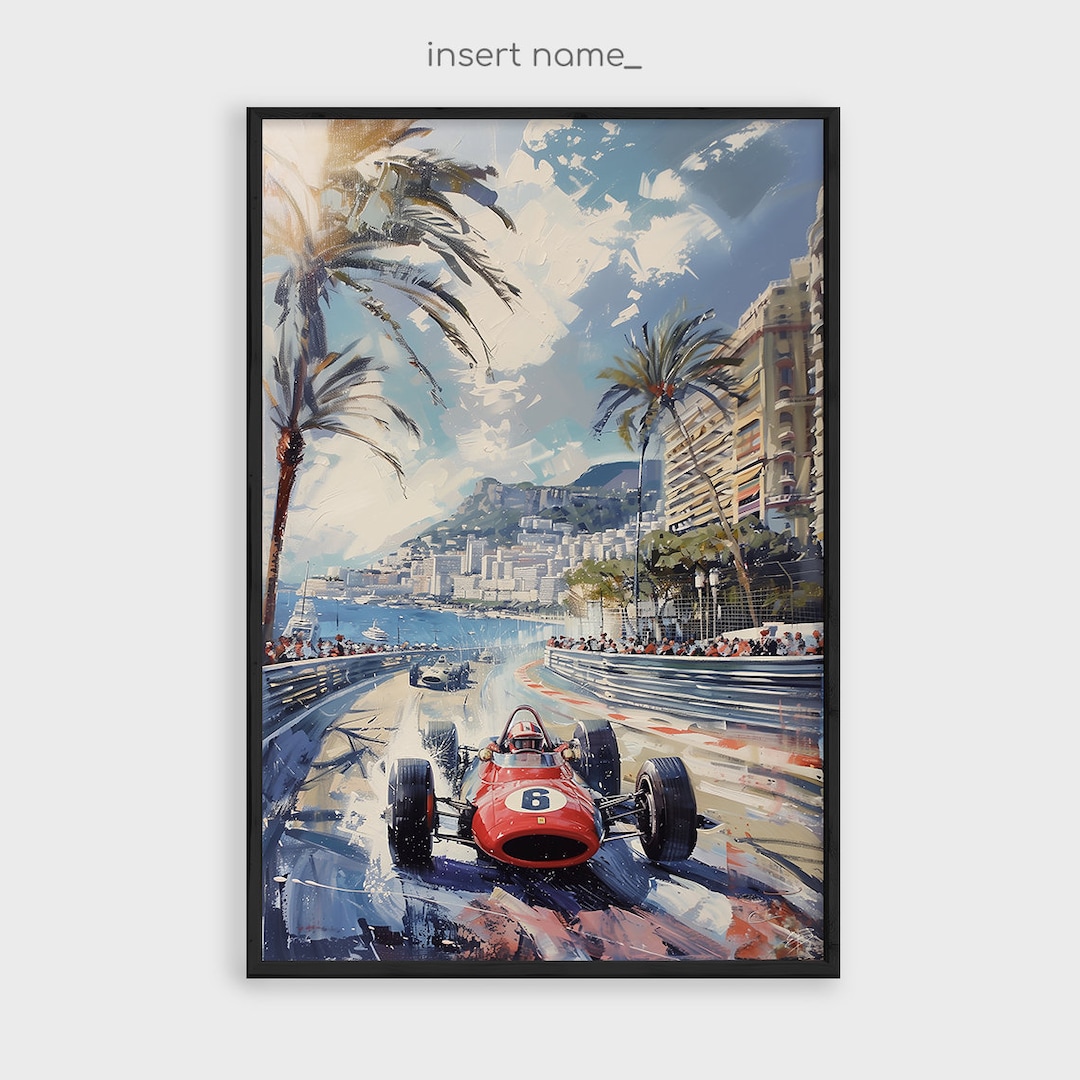 Monaco Formula 1 Painting, Monaco Grand Prix Vintage Art, Ferrari ...