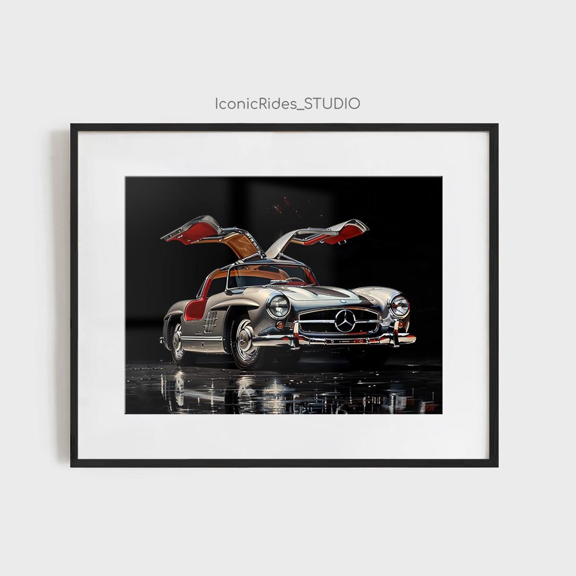Mercedes-benz 300 SL Gullwing Oil Painting: Classic Car Art (digital ...