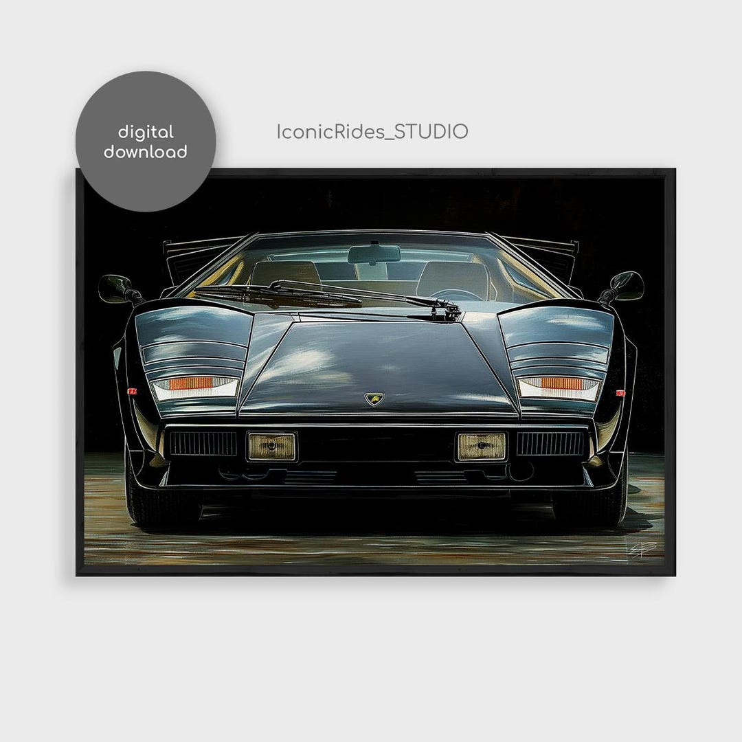 Black Lamborghini Countach Painting, Automotive Supercar Poster ...