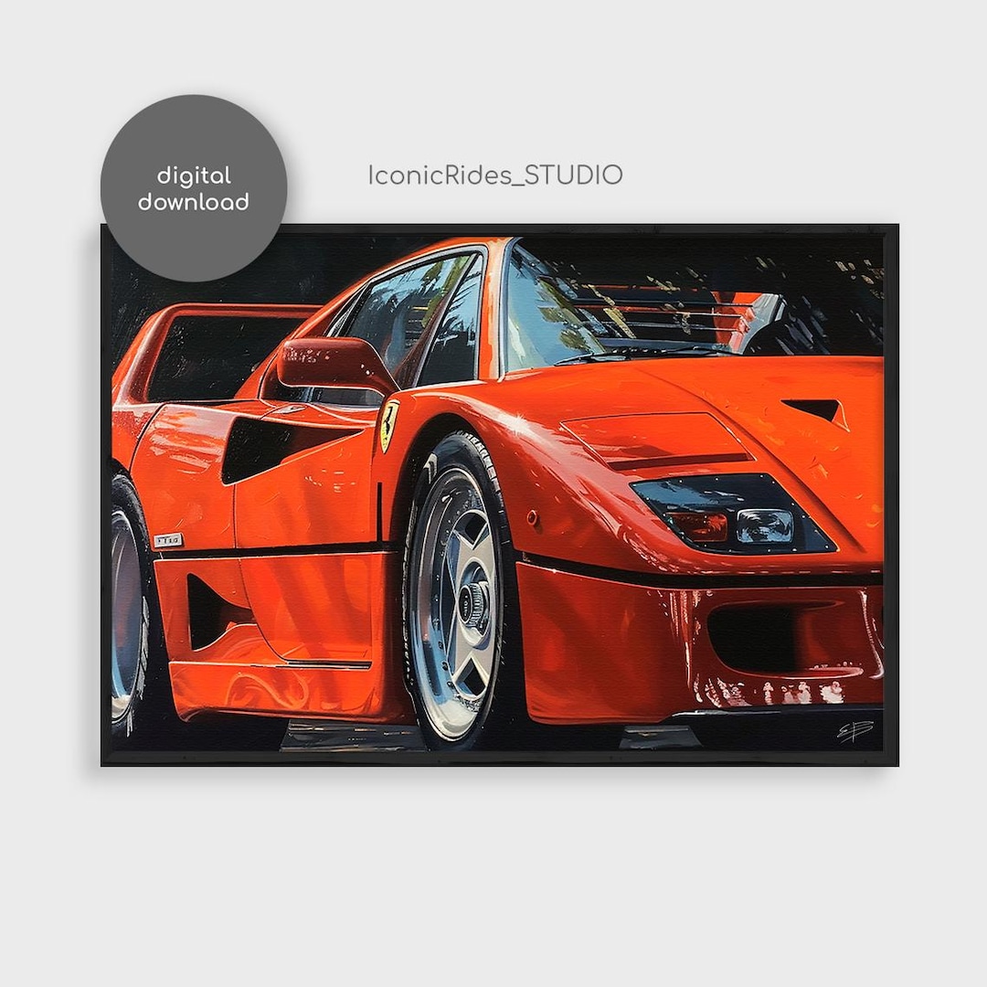 Ferrari F40 Oil Painting: Automotive Art Poster (digital Download) - Etsy