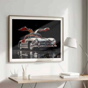 Mercedes-benz 300 SL Gullwing Oil Painting: Classic Car Art (digital ...