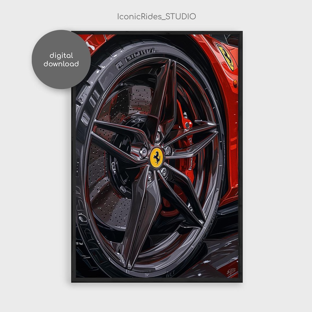 Ferrari Painting, Ferrari Rims and Calipers Poster, Automotive Timeless ...