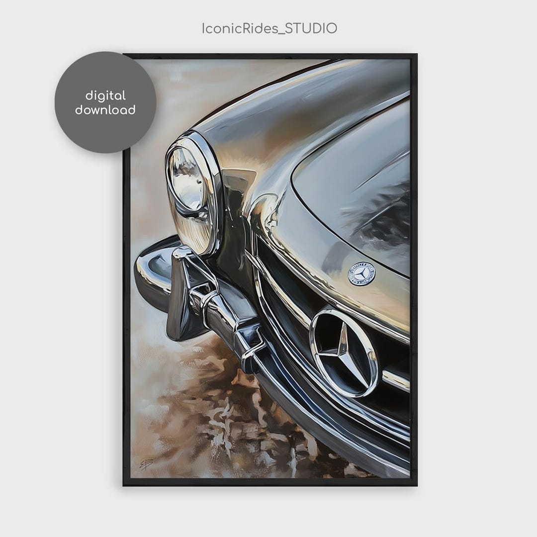 Mercedes-benz 230 SL 'pagoda' Oil Painting: Classic Car Art (digital ...