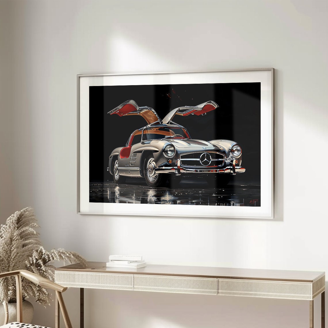 Mercedes-benz 300 SL Gullwing Oil Painting: Classic Car Art (digital ...