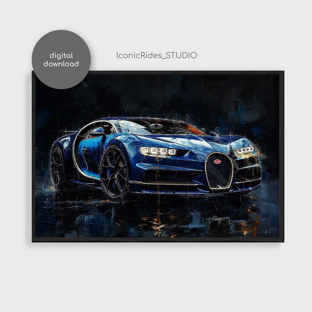 Bugatti Chiron Oil Painting, Automotive Decor, Bugatti Art, Super Car ...