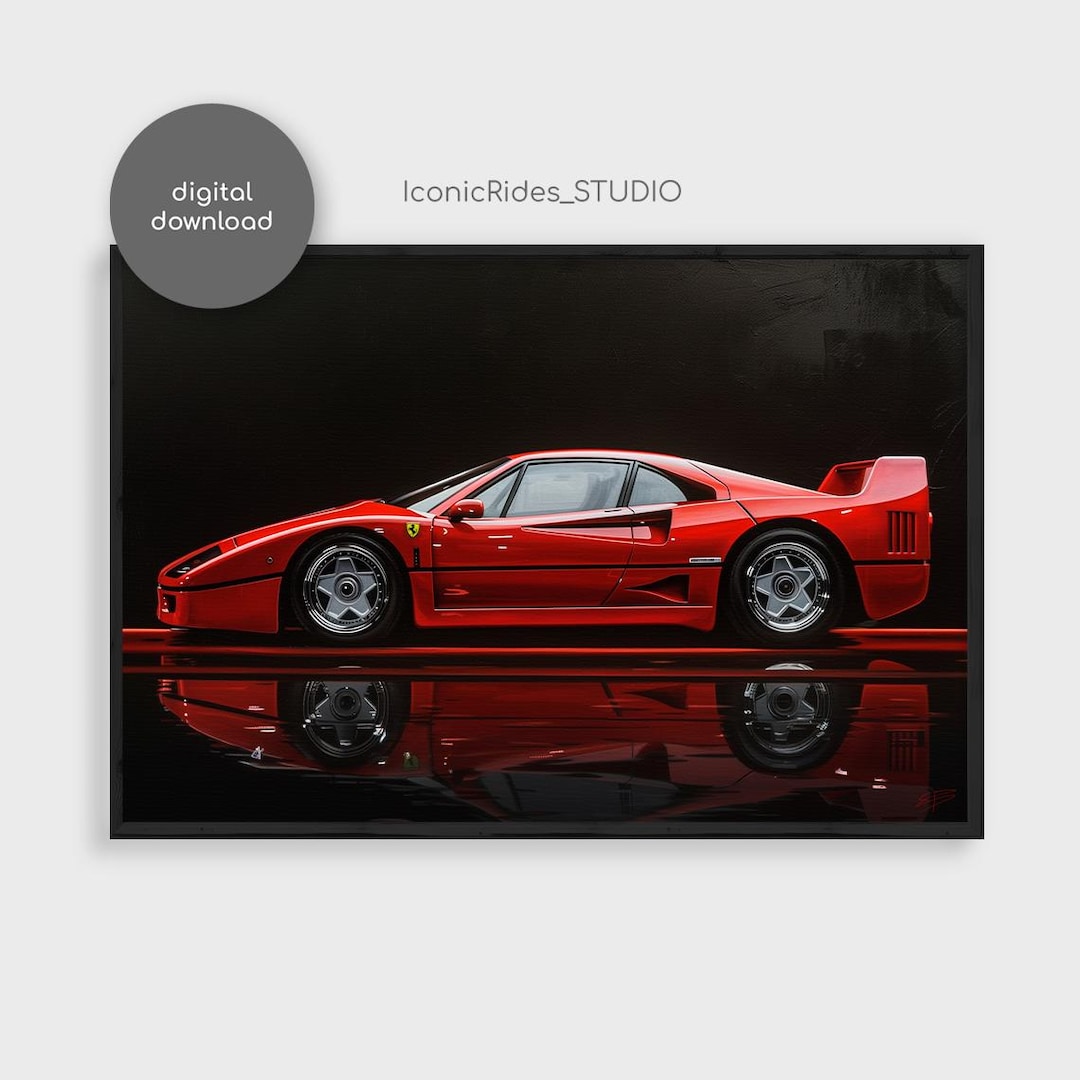 Ferrari F40 Painting, Automotive Timeless Poster, F40 Ferrari Print ...