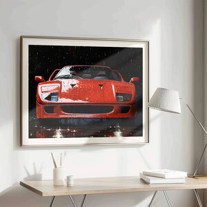 Ferrari F40 Painting, Classic Ferrari Poster, F40 Art, Automotive ...