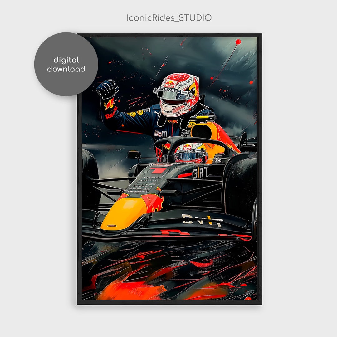 Max Verstappen Painting, Redbull F1 Print, Formula 1 Wall Art, Redbull ...