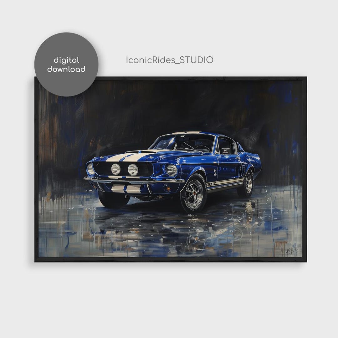 Mustang GT500 Oil Painting: Classic Muscle Car Poster (digital Download ...