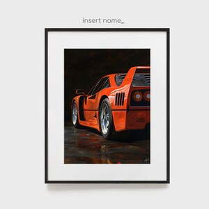 Ferrari F40 Painting, Super Car Print, Classic Ferrari Poster, F40 Oil ...