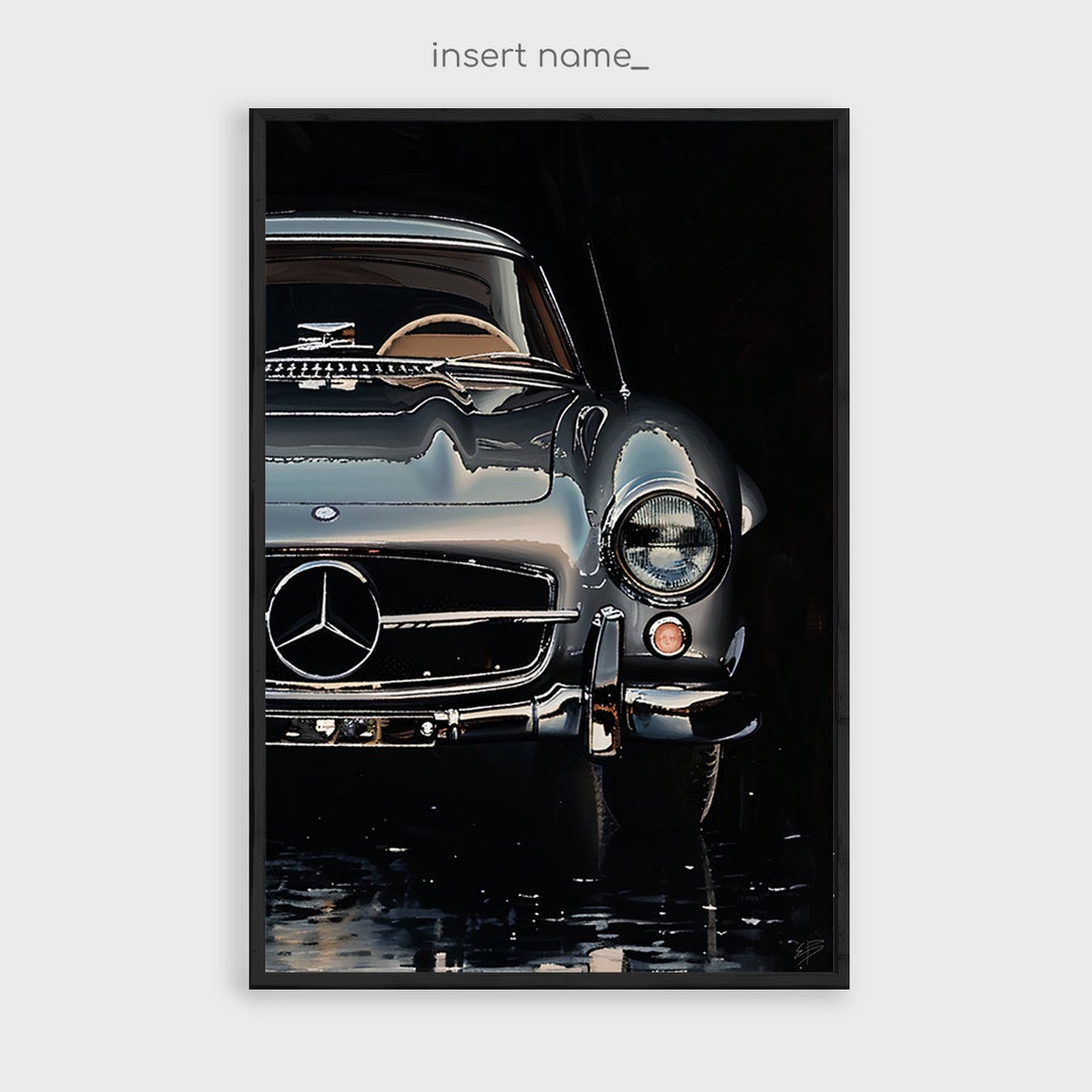 Mercedes-benz 300 SL Oil Painting, Automotive Decor, Classic Sport Car ...