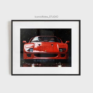 Ferrari F40 Painting, Classic Ferrari Poster, F40 Art, Automotive ...