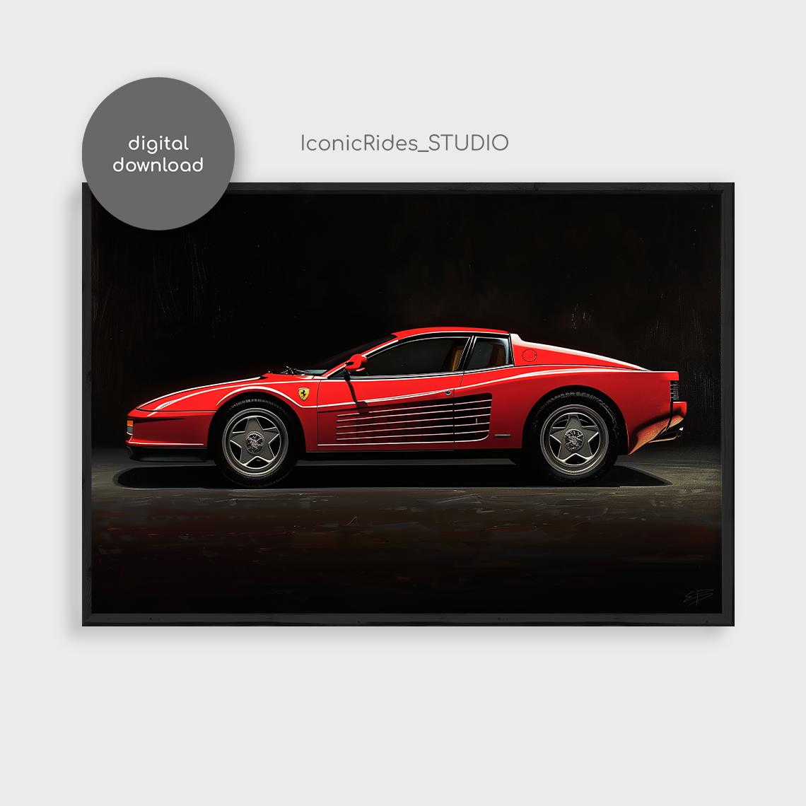 Ferrari Testarossa Oil Painting: 1984 Supercar Poster (digital Download ...