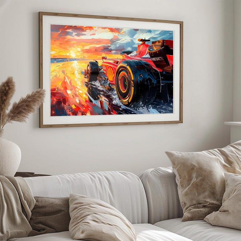 Ferrari F1 Sunset Oil Painting: Racing Car Art (digital Download) - Etsy