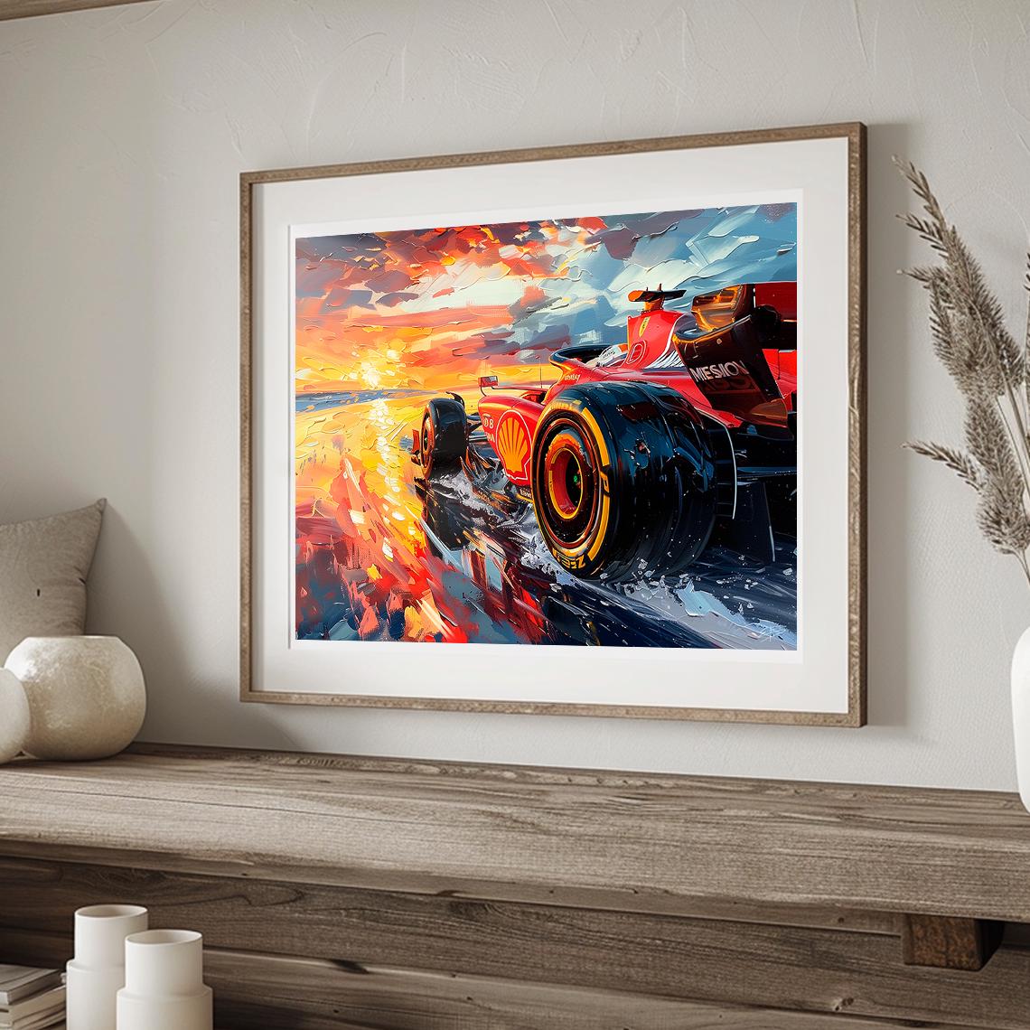 Ferrari F1 Sunset Oil Painting: Racing Car Art (digital Download) - Etsy