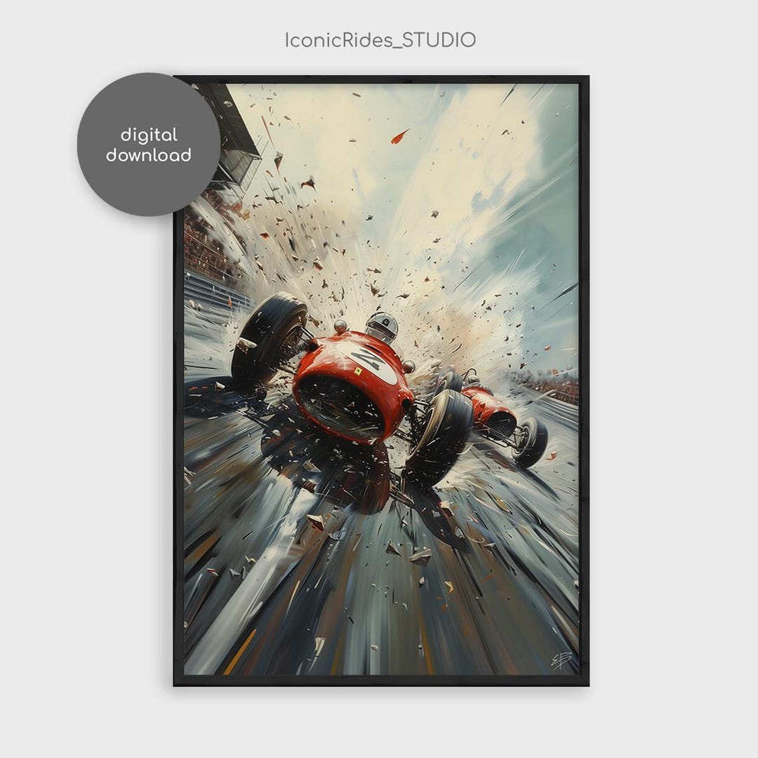 Vintage Formula 1 Racing Poster – Oil Painting Style Grand Prix Art ...