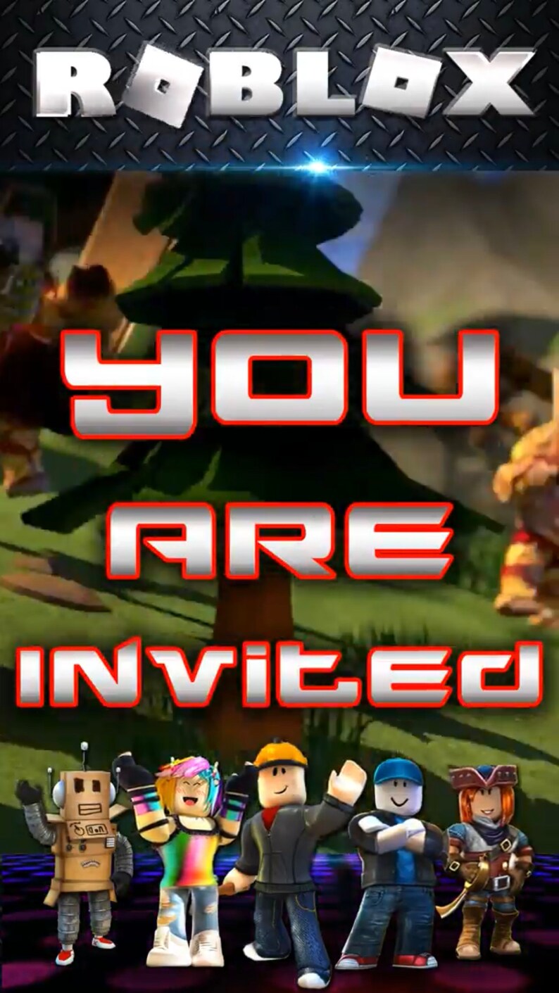 ROBLOX VIDEO Invitation, Roblox Birthday Invitation, Roblox Birthday ...
