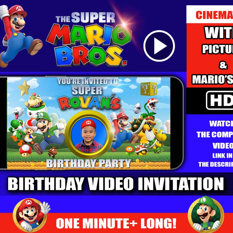 Mario Invitations - Etsy