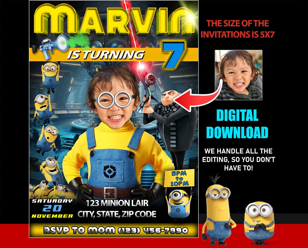 Minions Party Minions Birthday Invite Digital Birthday, Minions ...