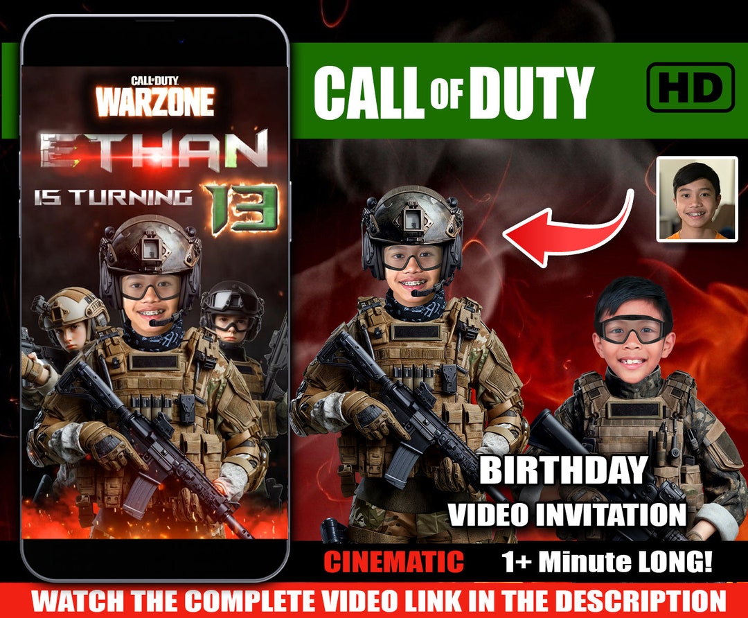 Call of Duty Birthday Video Invitation, Warzone Video Invitation, Video ...