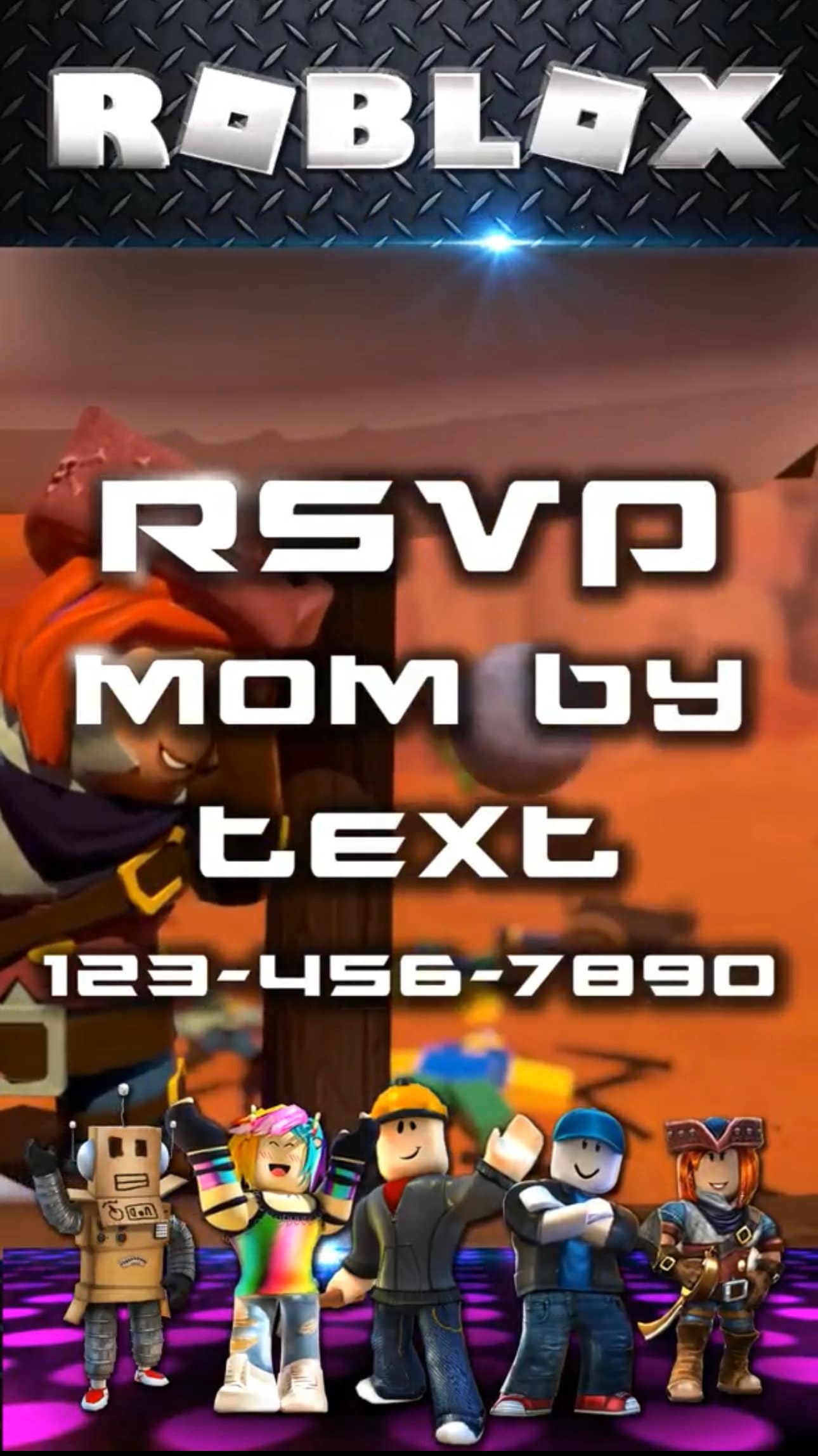 ROBLOX VIDEO Invitation, Roblox Birthday Invitation, Roblox Birthday ...