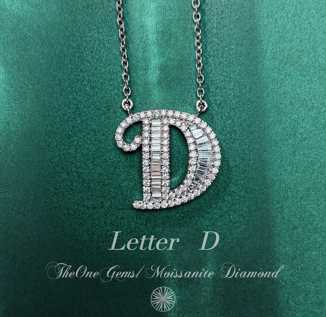 Initial D Necklace Moissanite Diamond Pendant for Women - Etsy