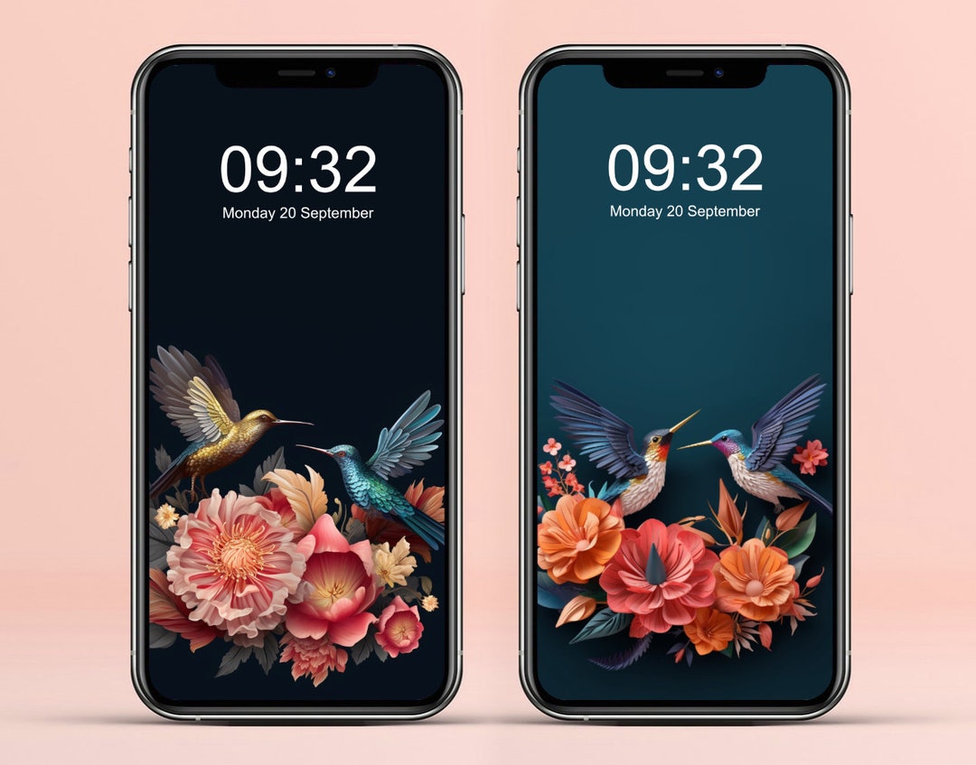 Midnight Hummingbirds Phone Wallpaper for iPhone and Android | Set of 2 ...