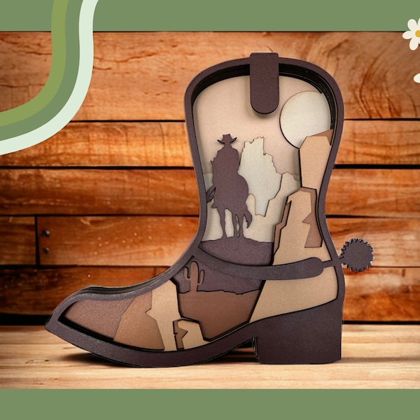 Laser Cut Cowboy Boot - Etsy