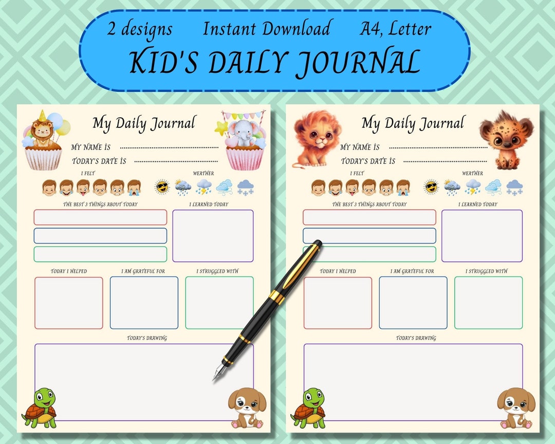 Digital Download, Kids Daily Journal Printable, Diary for Children ...