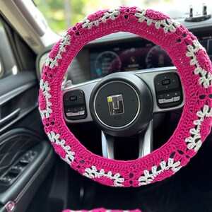 Love Heart Wheel Cover,crochet Seat Belt Cover, Steering Wheel Cover ...