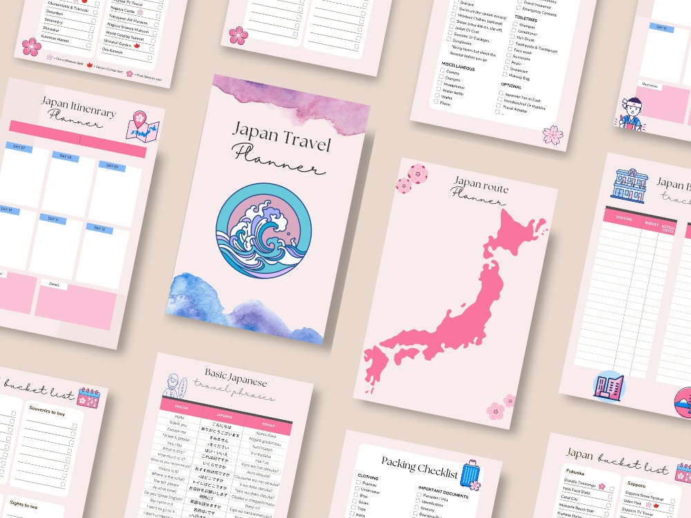 Japan Travel Planner - Printable PDF to Guide Your Trip to Tokyo, Kyoto ...