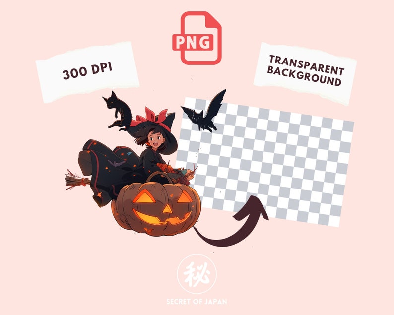 Kiki Halloween Clipart Bundle Ghibl Inspired Cute Witch Spooky Art ...