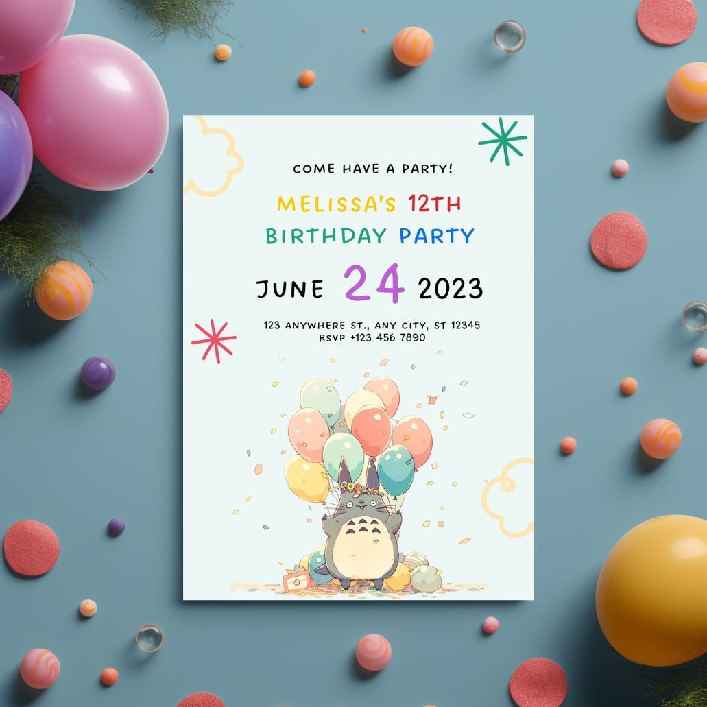 Editable Forest Spirit Birthday Party Invitation Ghibl - Etsy