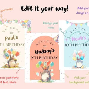 Editable Forest Spirit Welcome Sign, Birthday Party Deco Ghibl ...