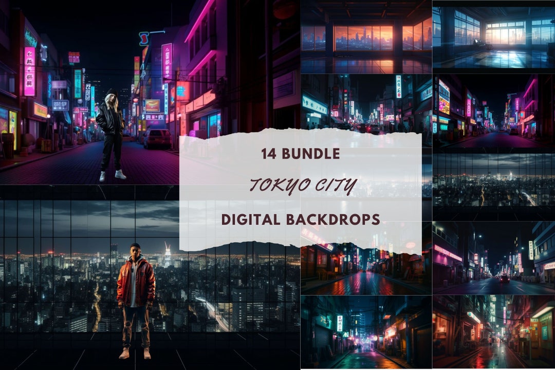 14 Digital Backdrops - Tokyo Streets Bundle - Photography Backgrounds ...