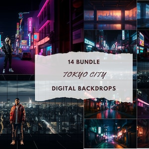 14 Digital Backdrops - Tokyo Streets Bundle - Photography Backgrounds ...